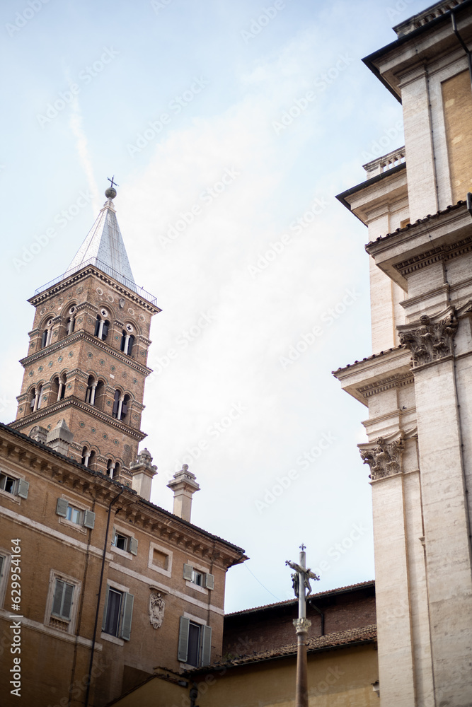 Italy, Rome, Bell tower of Basilica of Saint Mary Major Stock Photo ...