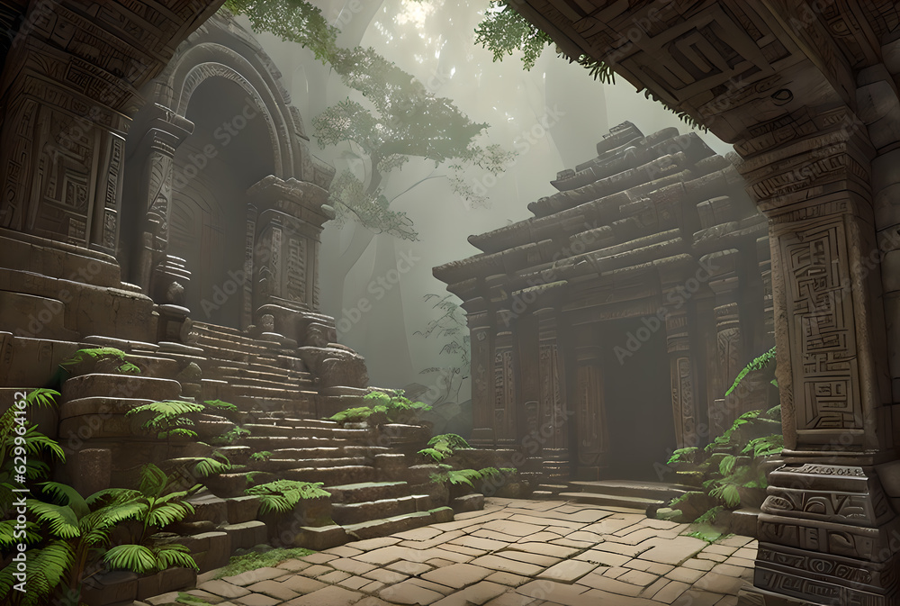 Secret temple lush rainforest oasis in greenery stairway to heaven ...