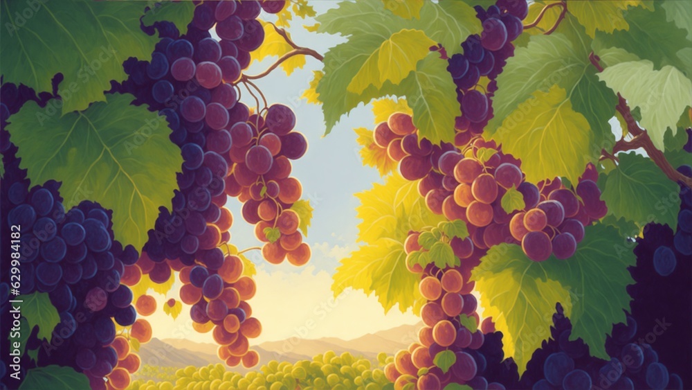 background with grapes Stock Illustration | Adobe Stock