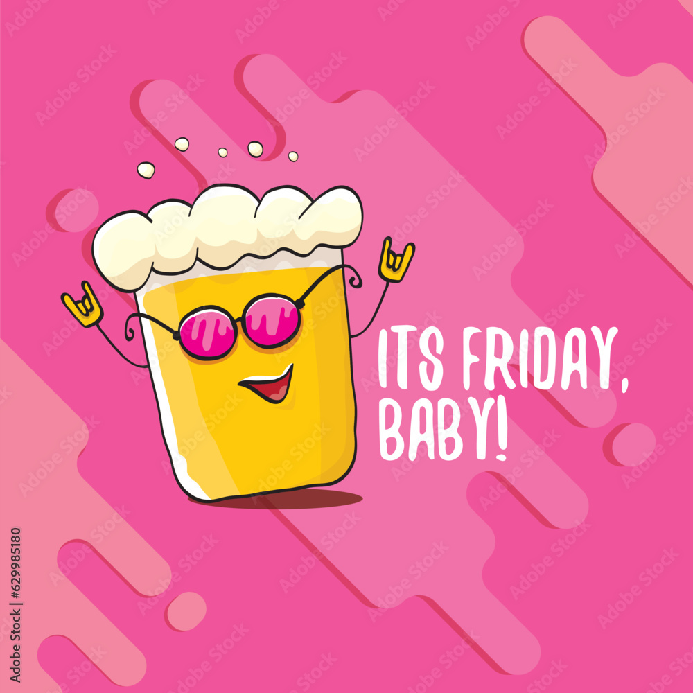 Its friday baby vector concept illustration with funky beer character ...