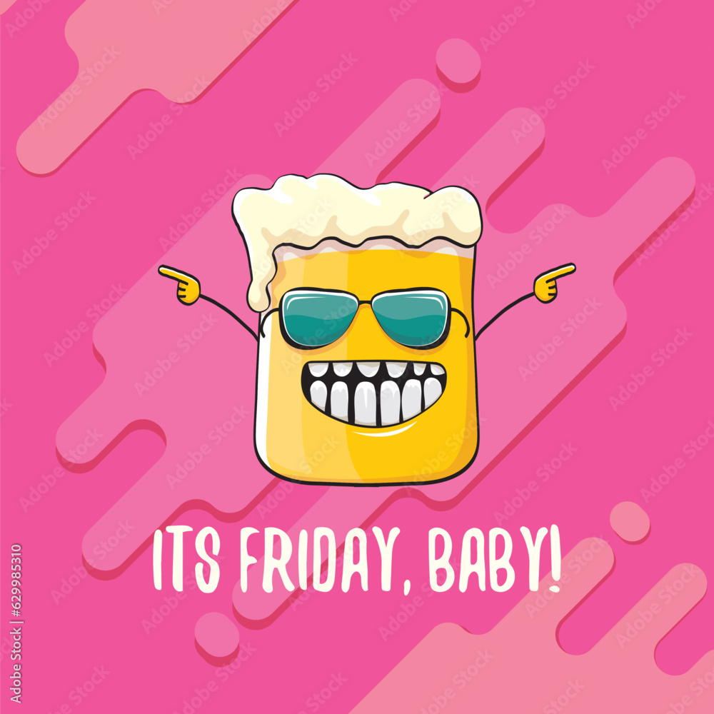 Its friday baby vector concept illustration with funky beer character ...