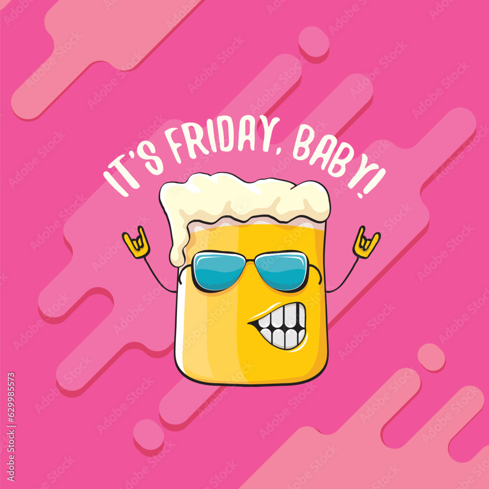 Its friday baby vector concept illustration with funky beer character ...