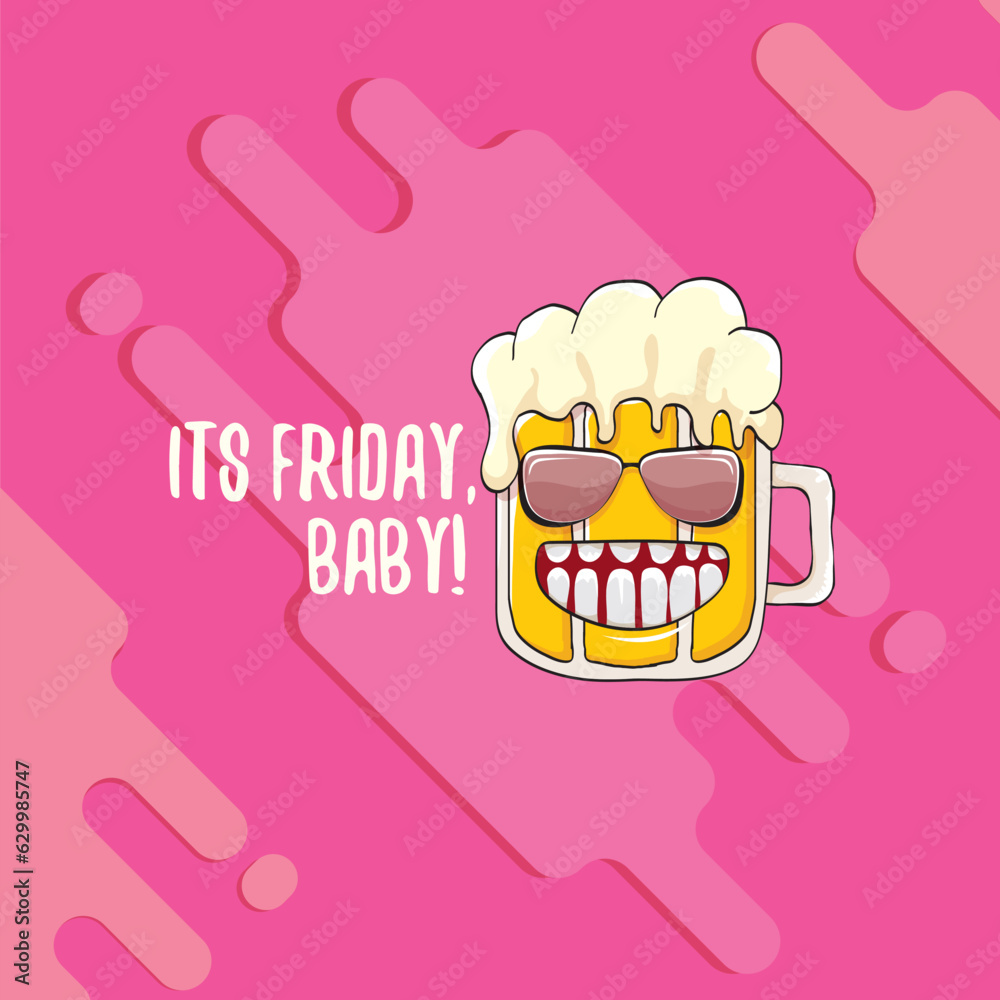 Its friday baby vector concept illustration with funky beer character ...