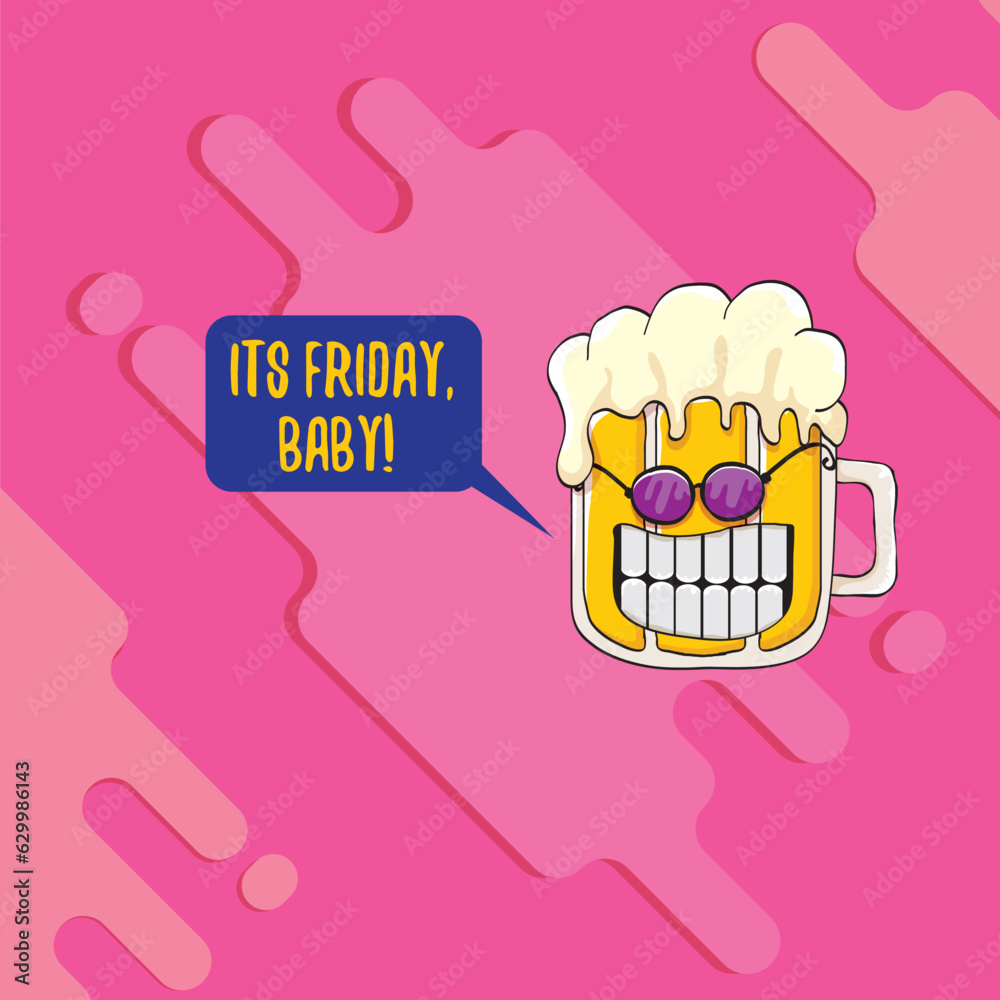 Its friday baby vector concept illustration with funky beer character ...