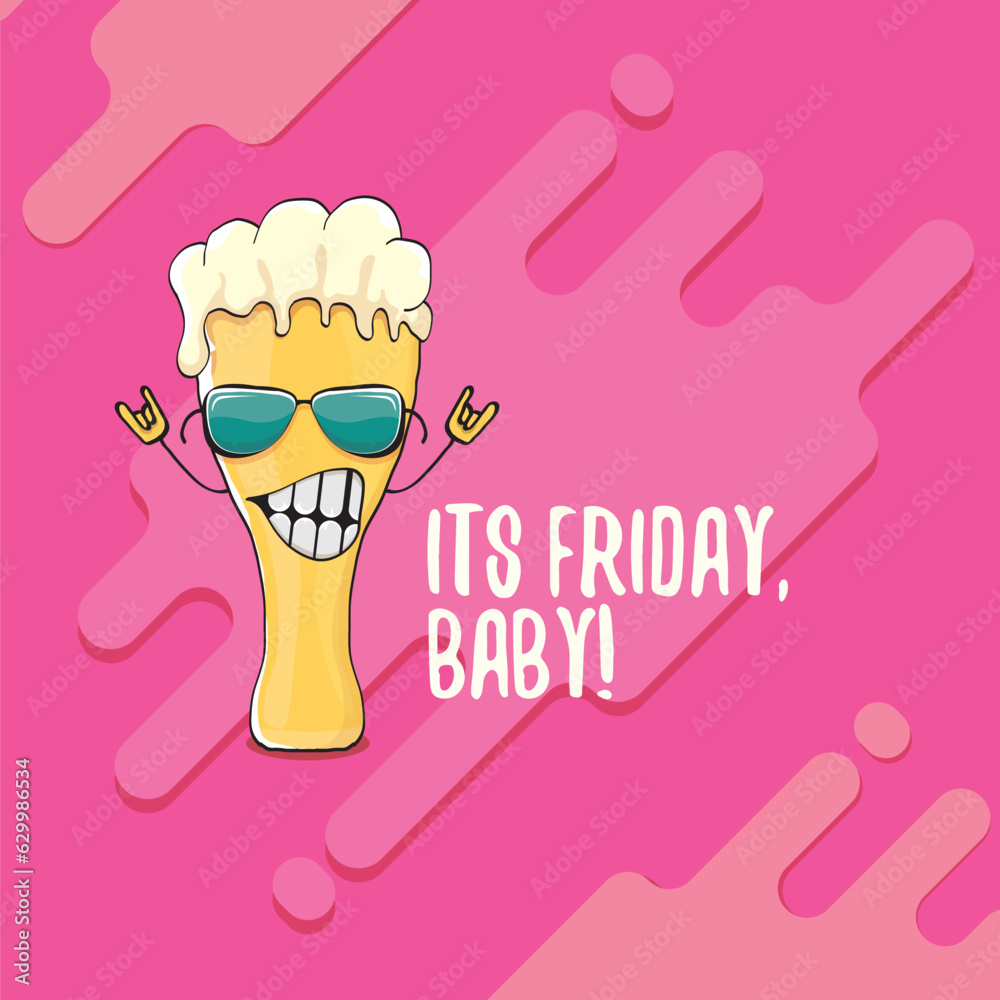 Its friday baby vector concept illustration with funky beer character ...