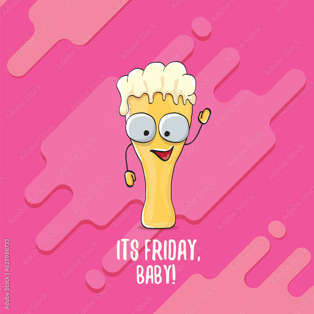 Its friday baby vector concept illustration with funky beer character ...