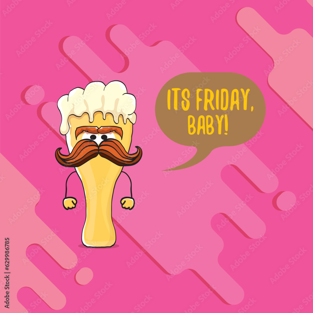 Its friday baby vector concept illustration with funky beer character ...