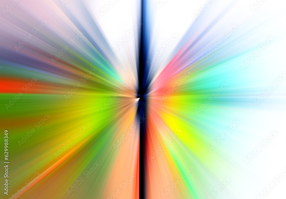 Abstract surface of radial zoom blur in green, orange and blue tones ...