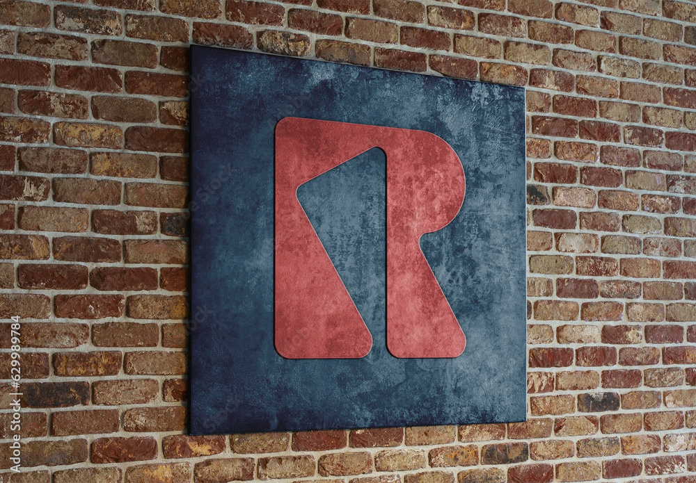 Wall Sign Signboard Brick 3D Logo Mockup Template Texture Paper ...