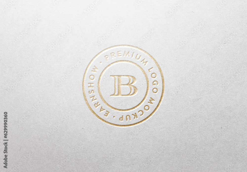 Gold Foil Pressed Deboss White Logo Mockup Template Texture Paper ...