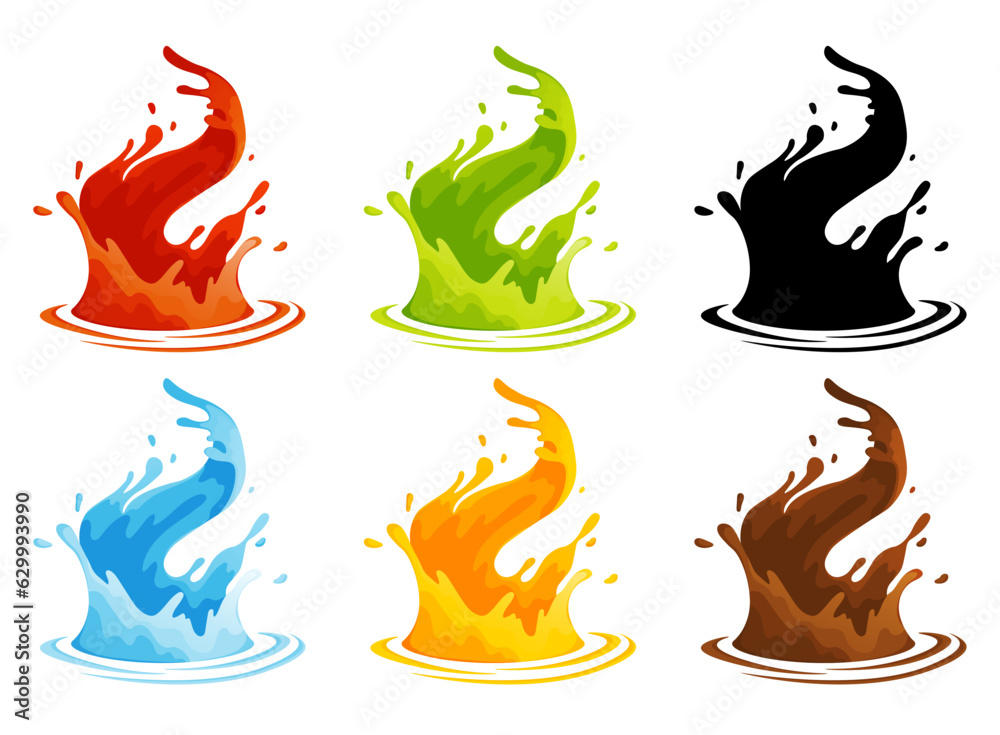 Water and juice splash liquide. Vector Illustration. Fresh juice ...