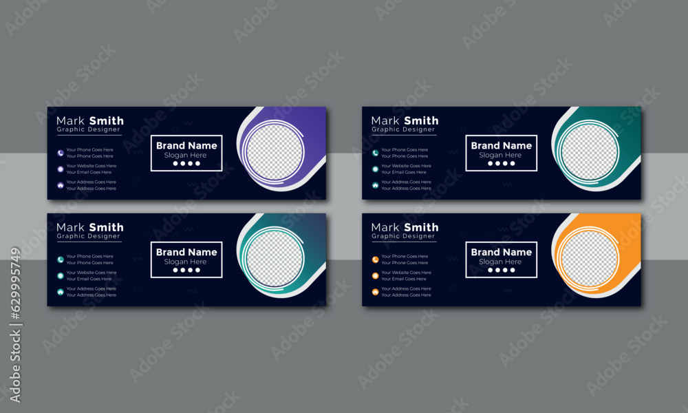 Corporate mail business email signature vector banner template bundle ...