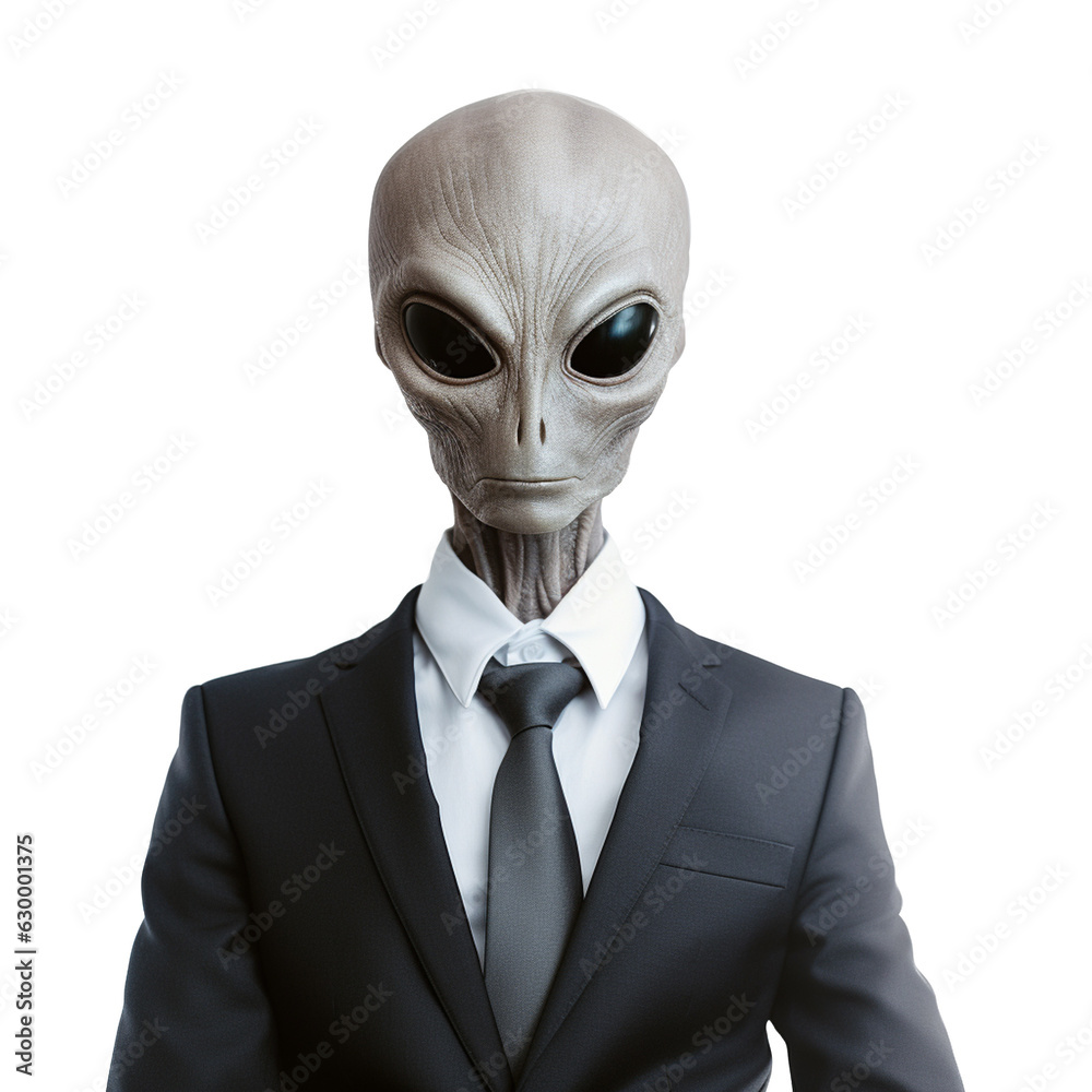 Alien in businessman suit on transparent background Stock Photo | Adobe ...