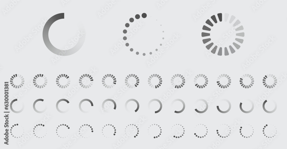 Circular Loading Buffering Icons Vector Set Video Ready for Animation ...