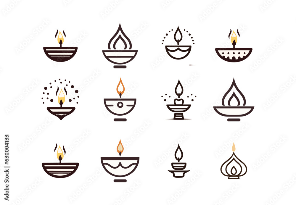 Diya icons for Diwali festival of India. Stock Vector | Adobe Stock