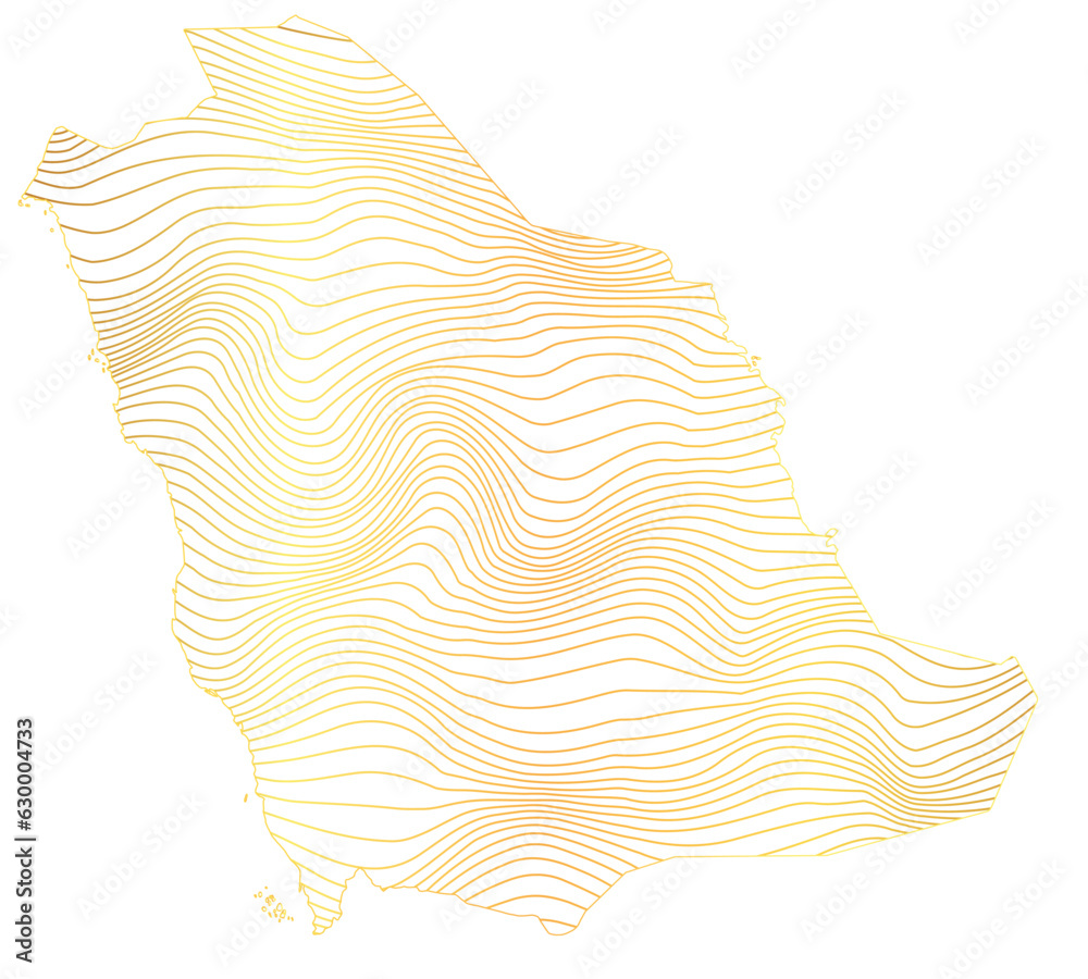 abstract map of Saudi Arabia - vector illustration of striped gold ...