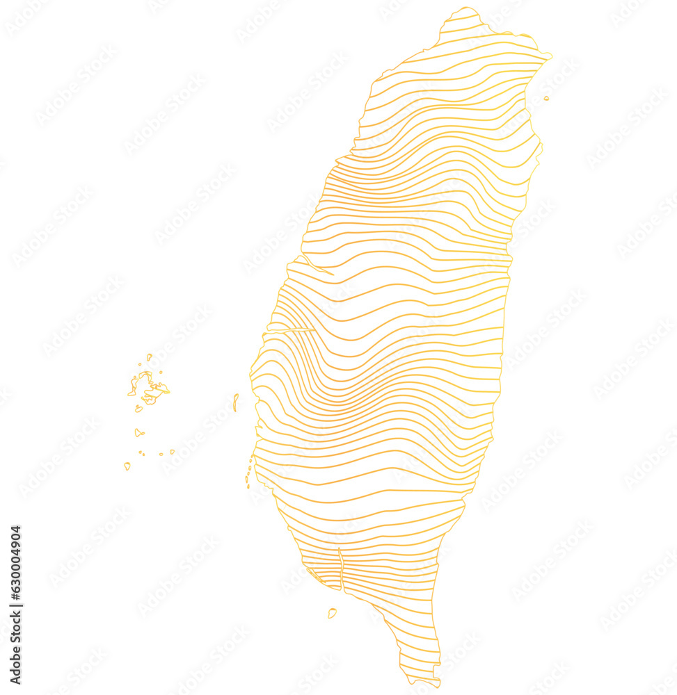 abstract map of Taiwan - vector illustration of striped gold colored ...