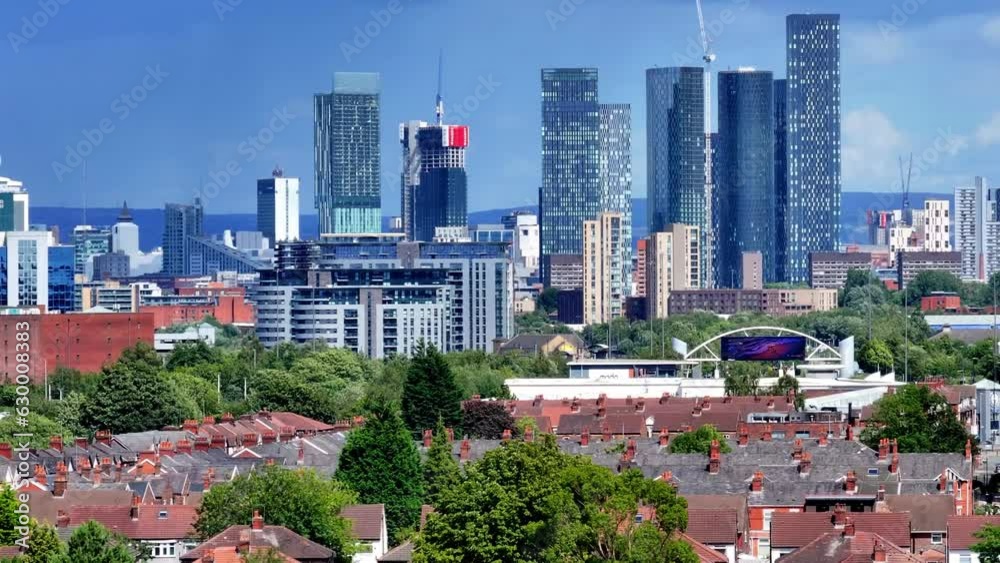 Manchester Skyline as seen from Old Trafford Stock Video | Adobe Stock