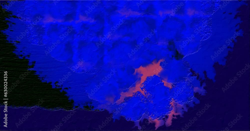 blue abstract background painting, motion of wet and dry. traces of ...