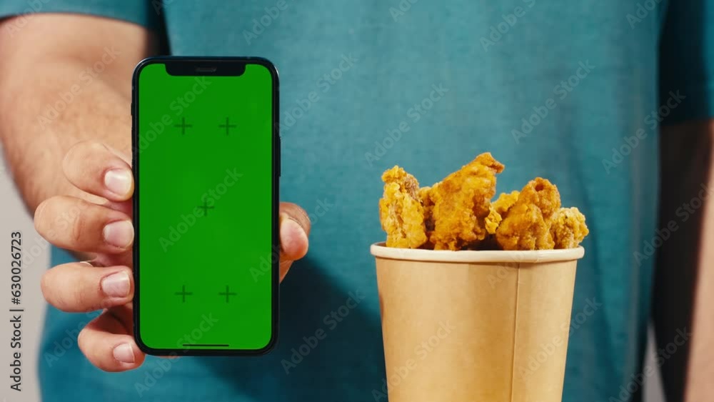 Fast food delivery phone application with chroma key green screen ...