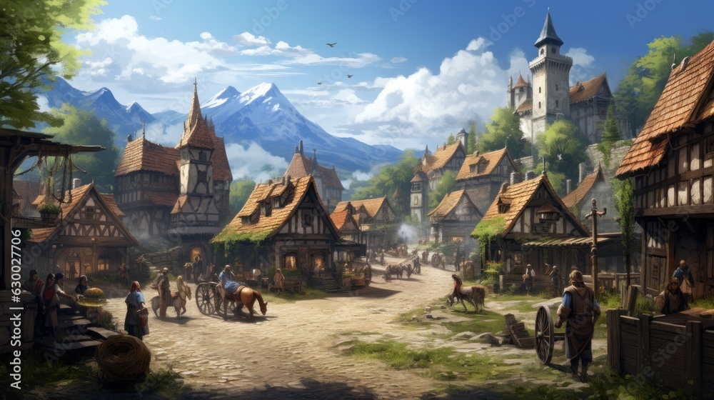 Fantasy RPG Village Game Artwork Stock Photo | Adobe Stock