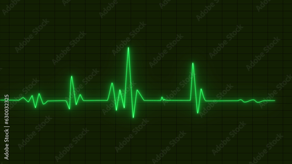 Green color EKG heart line monitor. pulse line. ECG heartbeat monitor ...