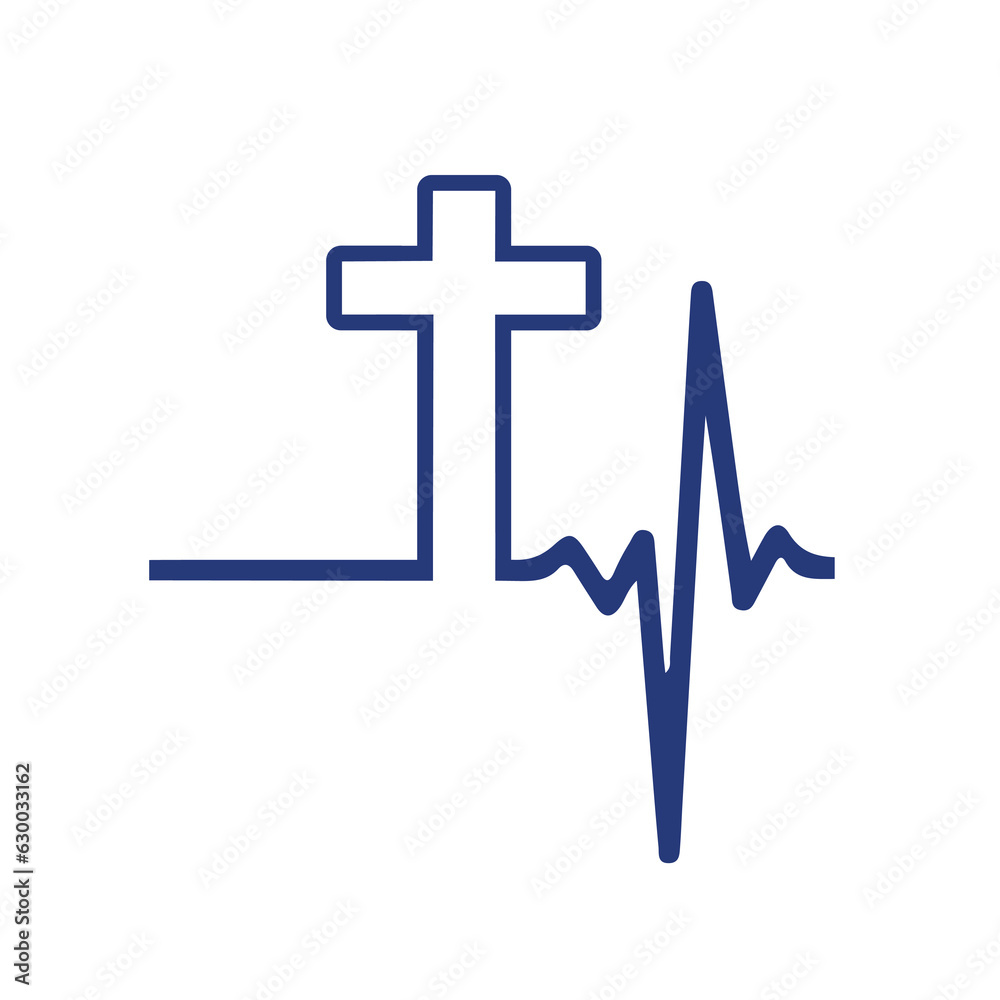 Cross mark symbol Christian faith, a vector single line, the cross and ...