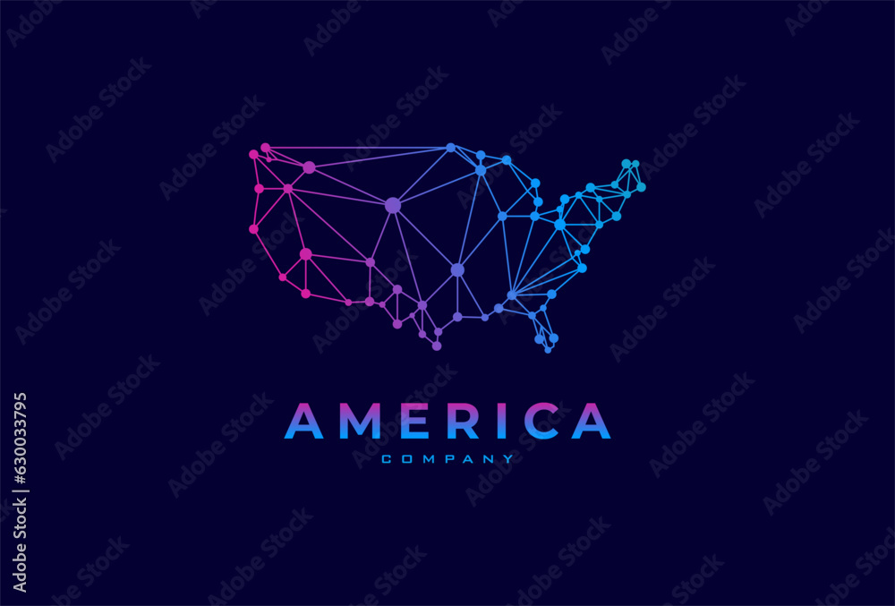 USA Map Logo, modern America logo with technology style, usable for ...