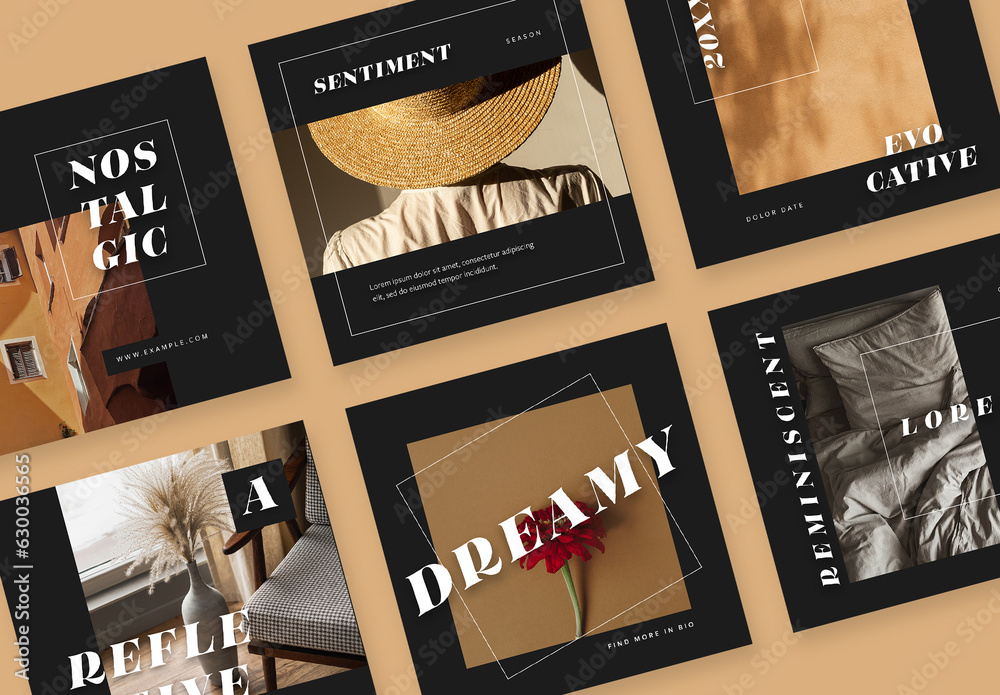 Bold Style Social Media Layouts With Dark Accent and White Typography ...