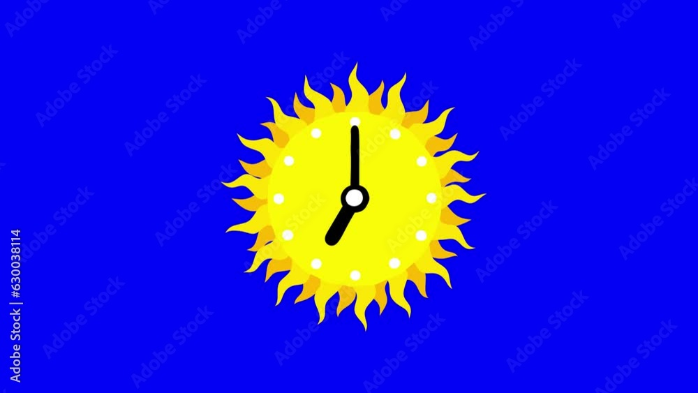 Cartoon counter clock 12 hours on sun with bluebox keyable. Multi color ...