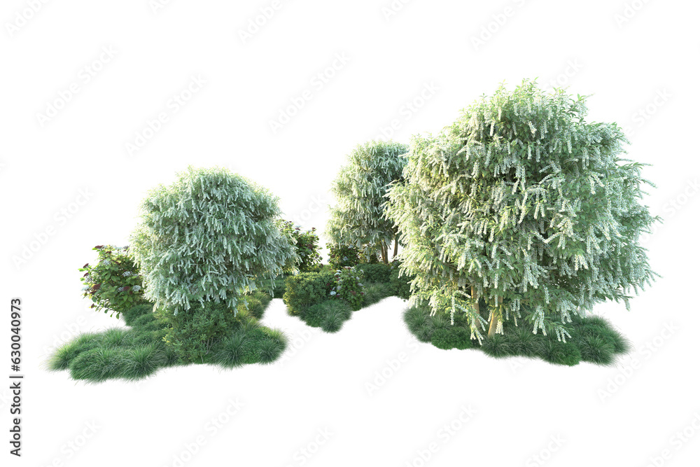 Green landscape isolated on transparent background. 3d rendering ...