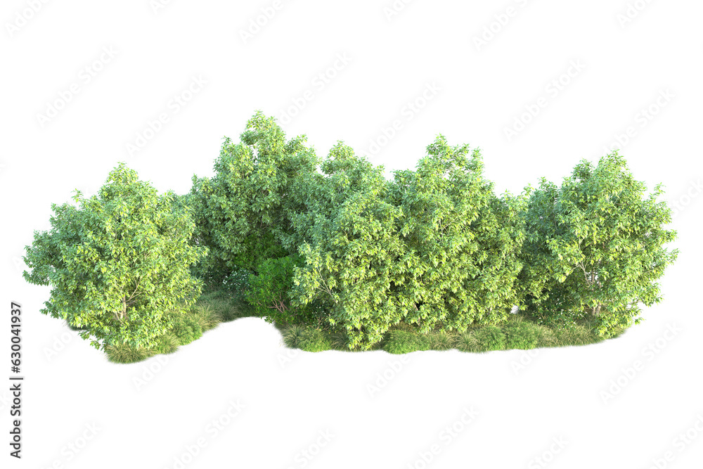 Green landscape isolated on transparent background. 3d rendering ...