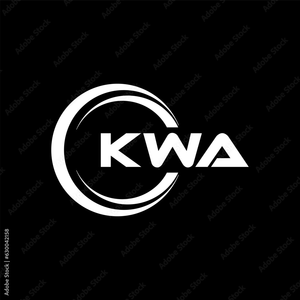 KWA letter logo design with black background in illustrator, cube logo ...