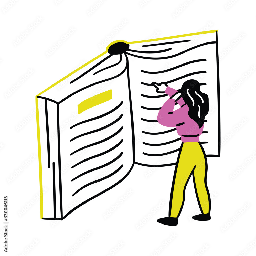 Cartoon Color Educational and Self-Development Concept Scene with ...