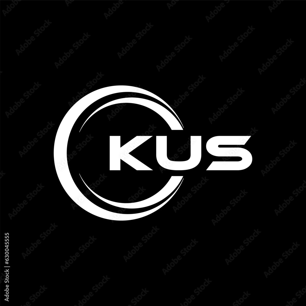 KUS letter logo design with black background in illustrator, cube logo ...