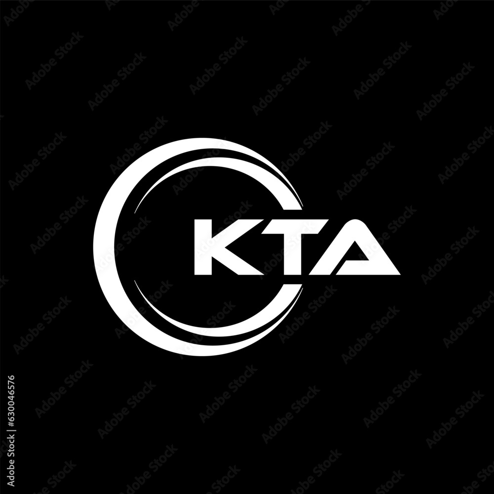 KTA letter logo design with black background in illustrator, cube logo ...