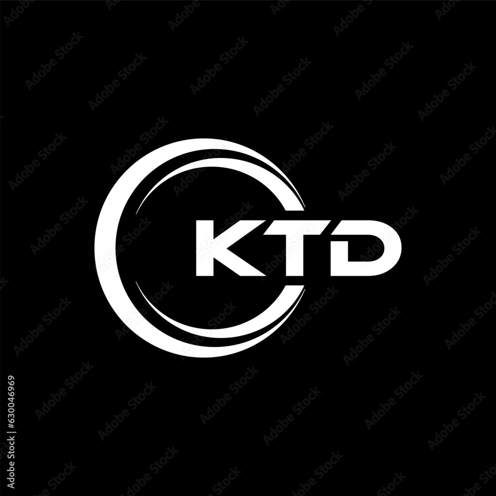 KTD letter logo design with black background in illustrator, cube logo ...