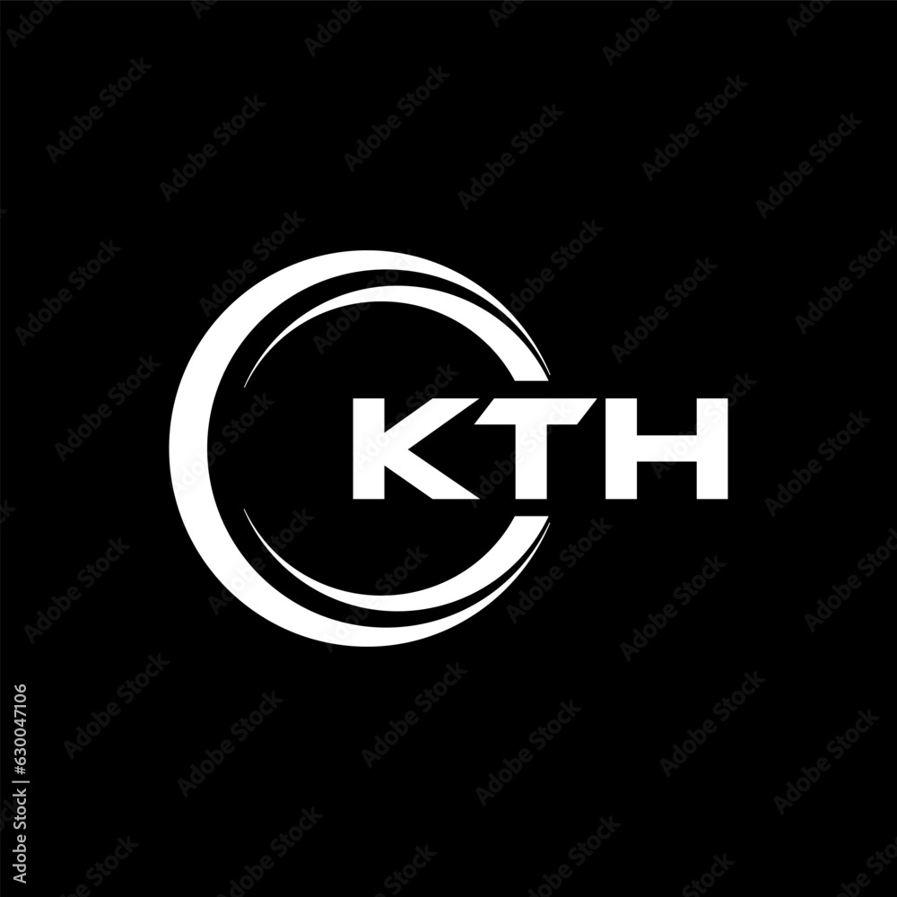 KTH letter logo design with black background in illustrator, cube logo ...