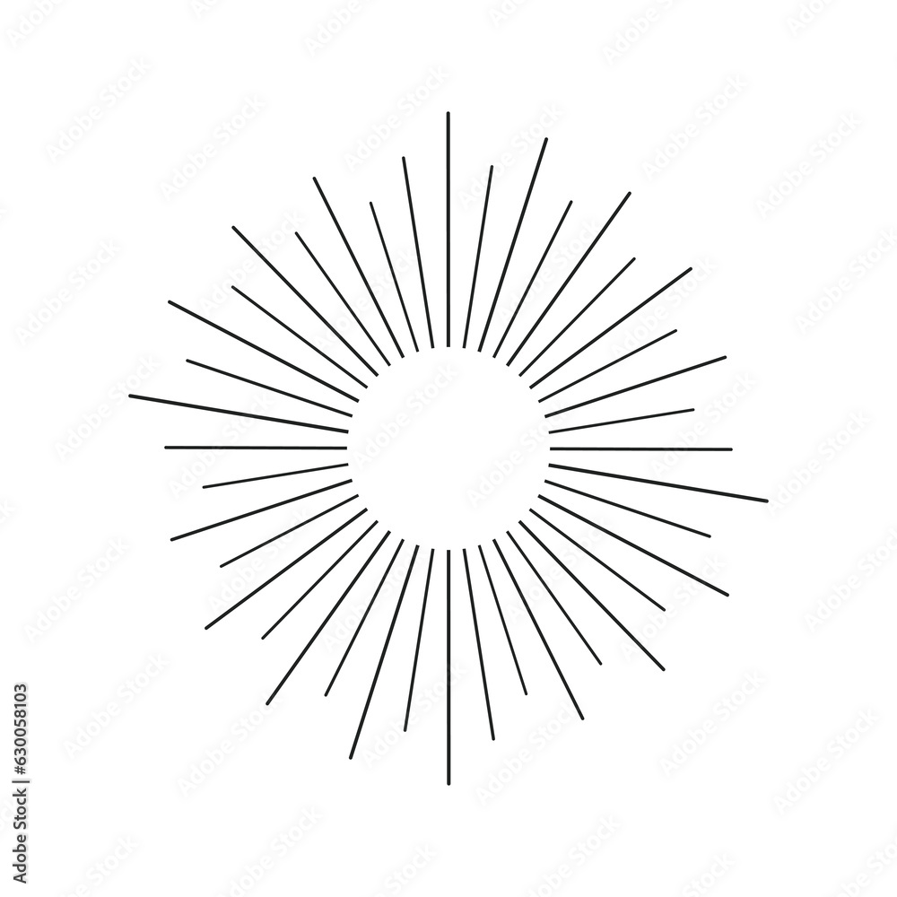 Vector Lines Sun Rays Radial Lines Vintage Sun Rays Deco Art Lines Deco Art Vector Vintage