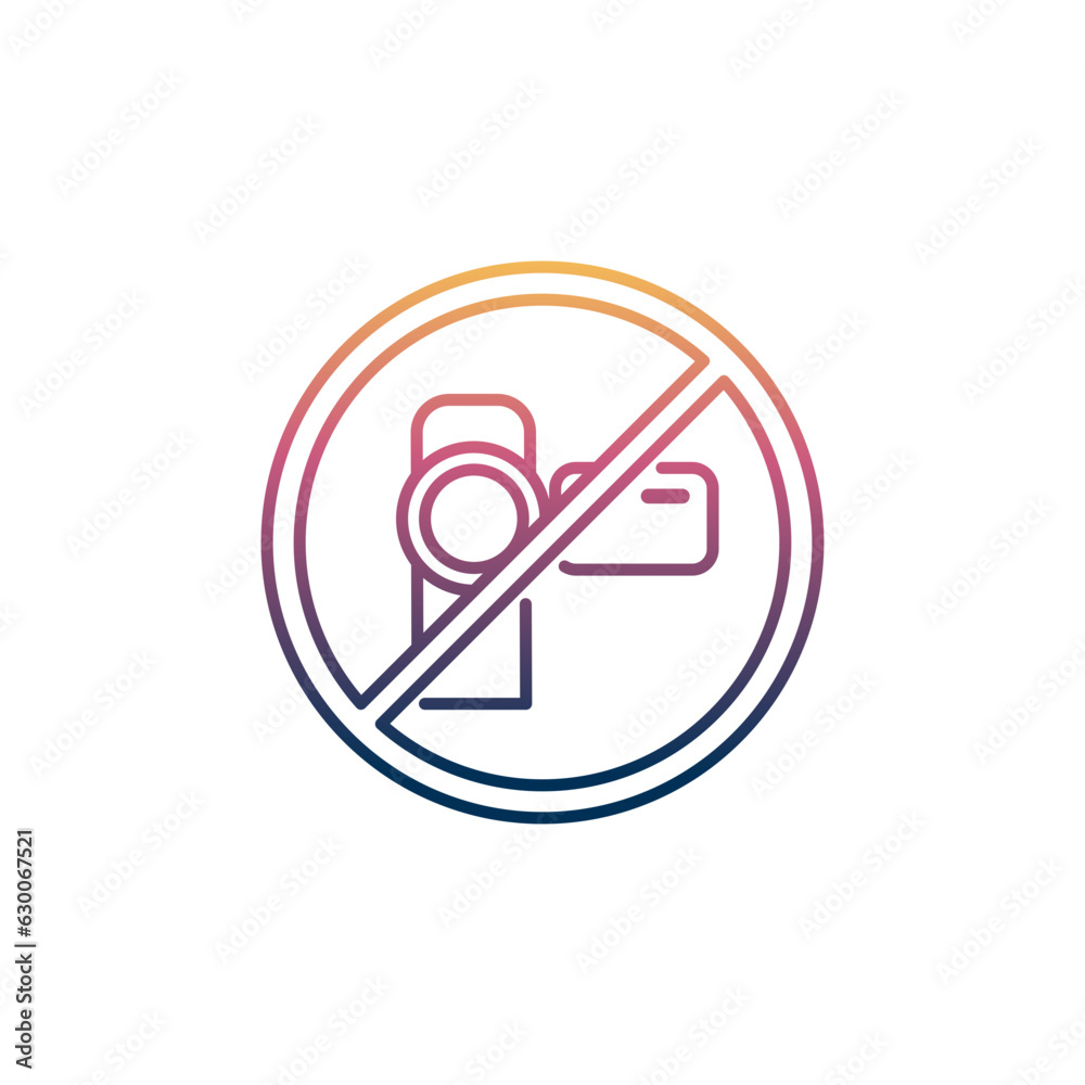 No video camera sign icon. Prohibition symbol. Flat Vector illustration ...