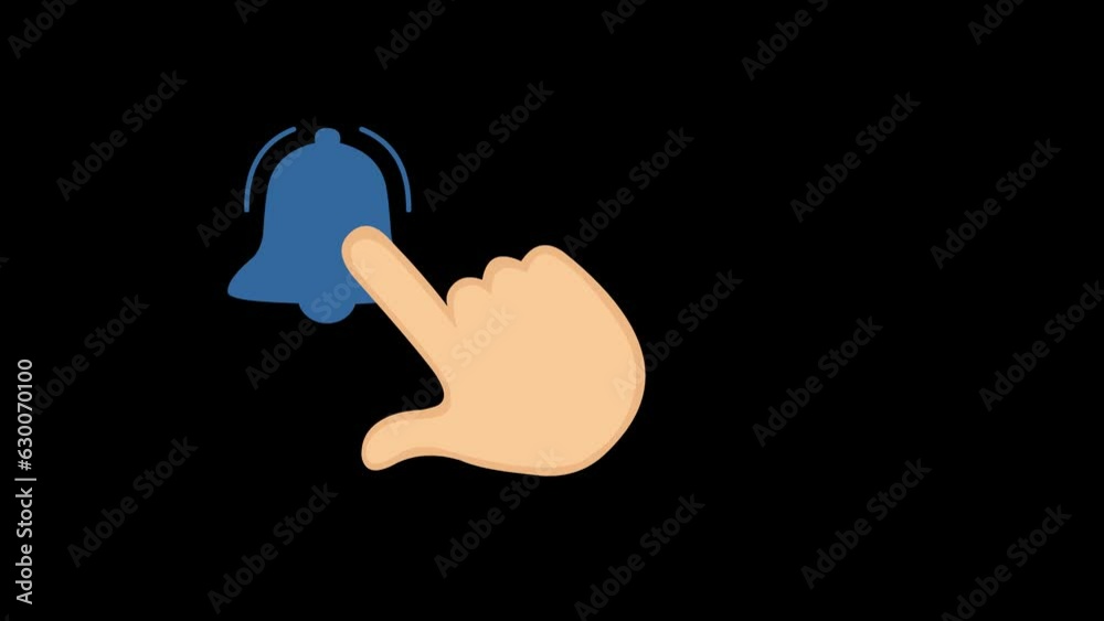 video animation hand cartoon giving a touch subscription bell and ...