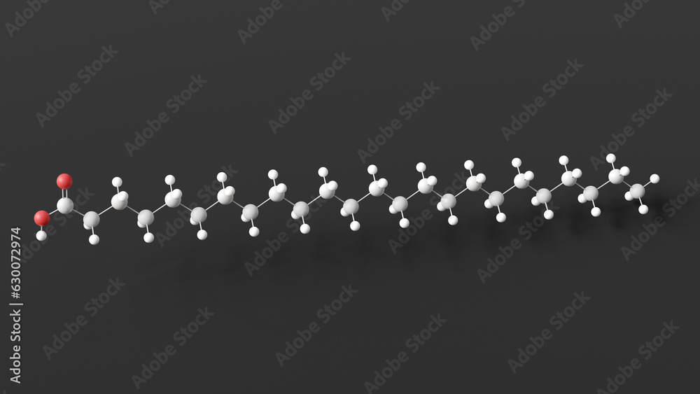 lignoceric acid molecule, molecular structure, saturated fatty acid ...