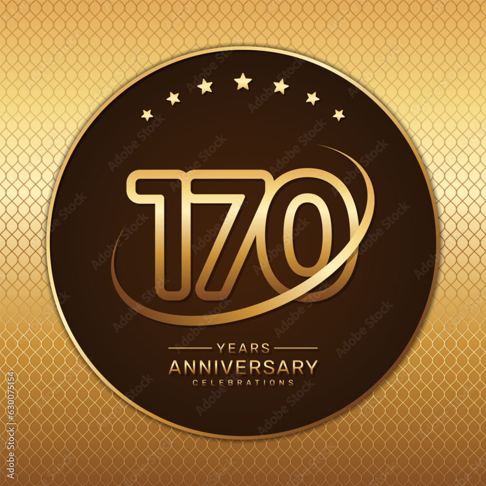 170th anniversary logo with a golden number and ring isolated on a ...