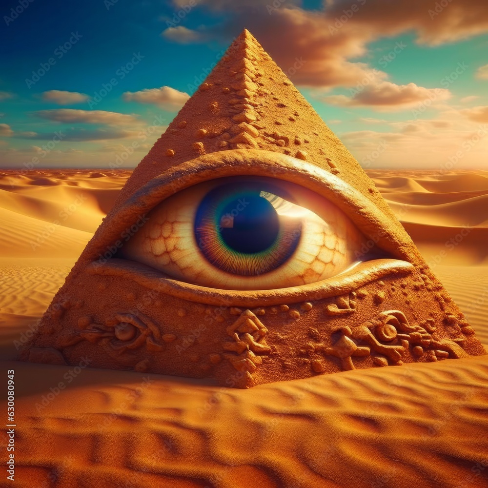 The sign of the All-seeing eye in the desert. Stock Illustration ...