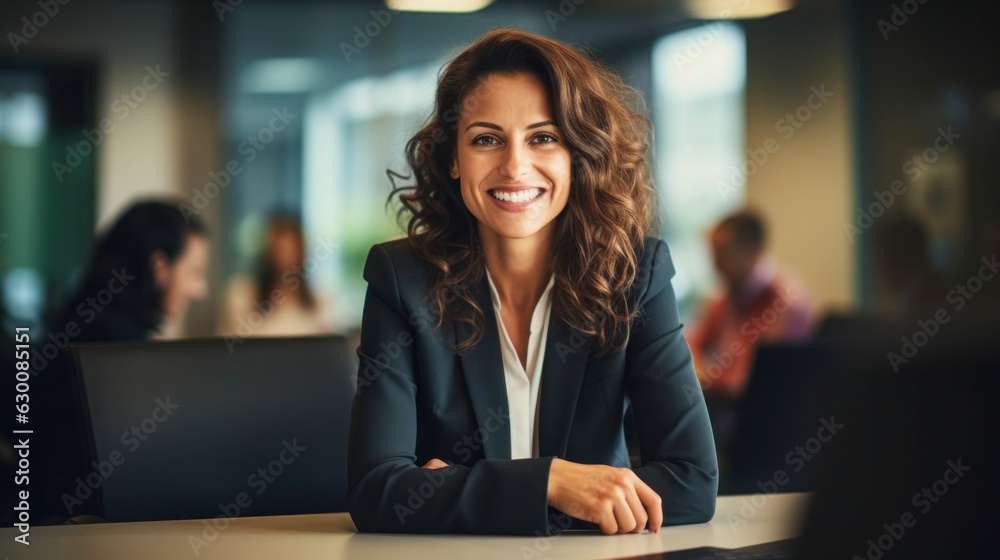 portrait of a business woman. Woman manager smiles in the boardroom, in ...