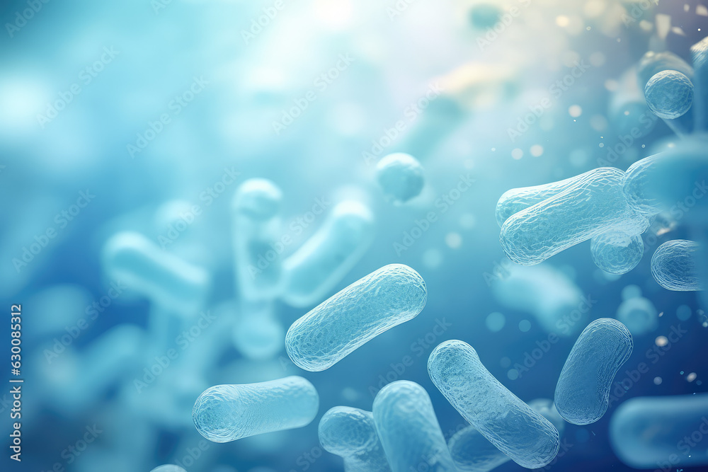 Lactic Acid Bacteria Genome Database. Light blue color. Microscope shot ...