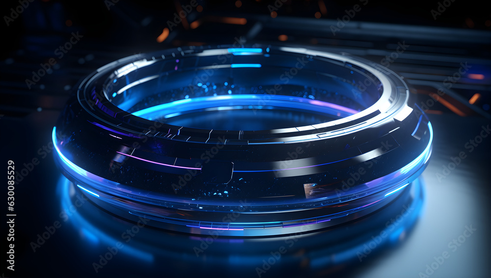 Generative AI of a futuristic torus, circular loop, quantum computer ...