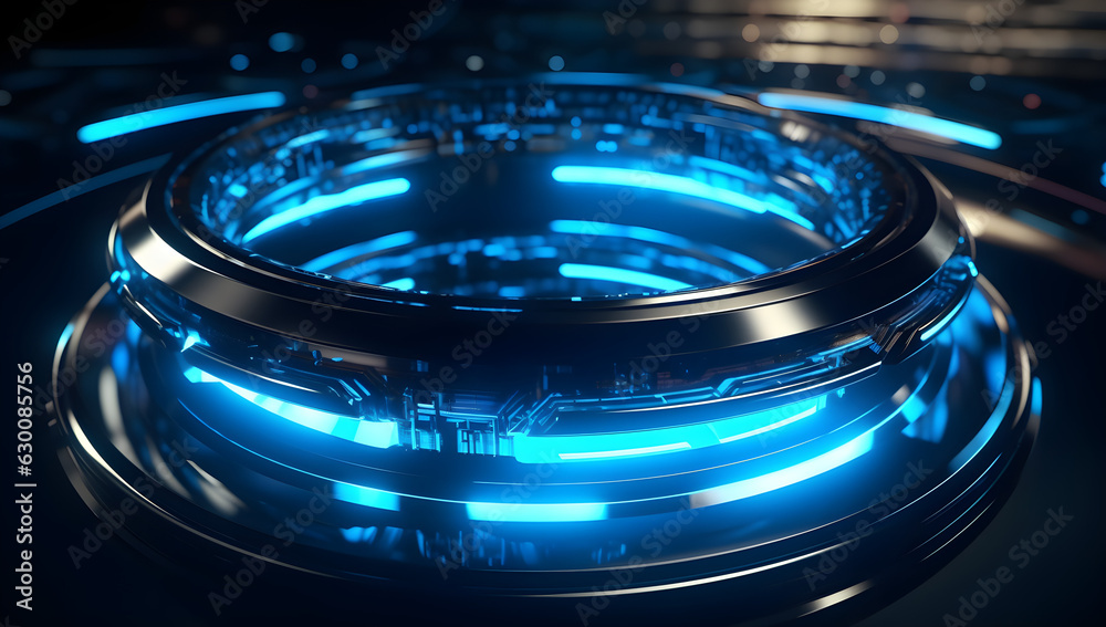 Generative AI of a futuristic torus, circular loop, quantum computer ...