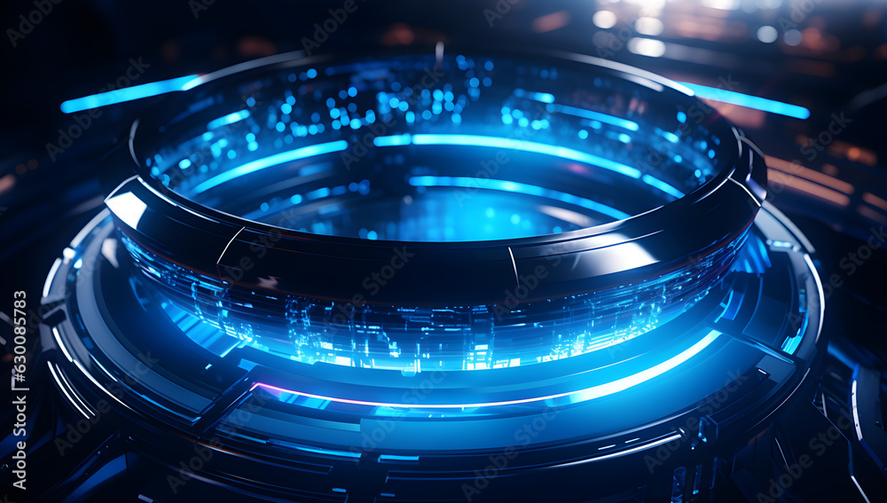 Generative AI of a futuristic torus, circular loop, quantum computer ...