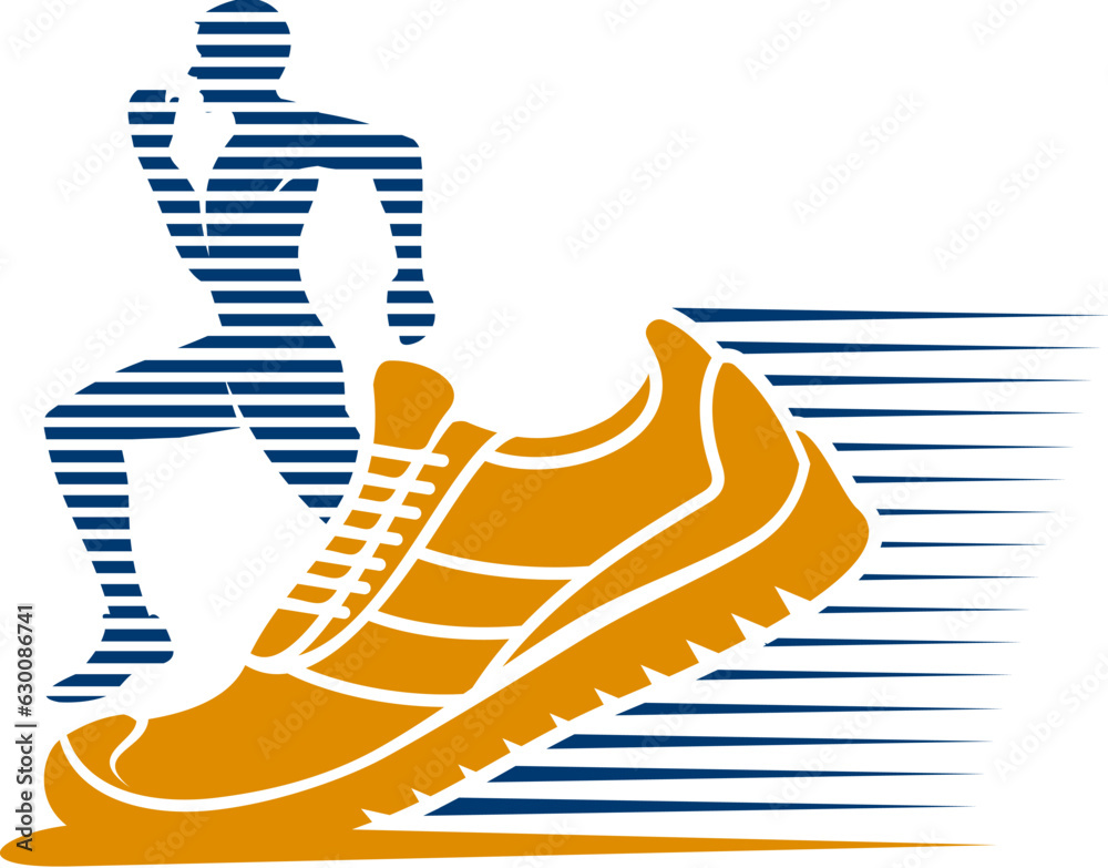 Marathon run sport icon, fitness club symbol. Running sport ...